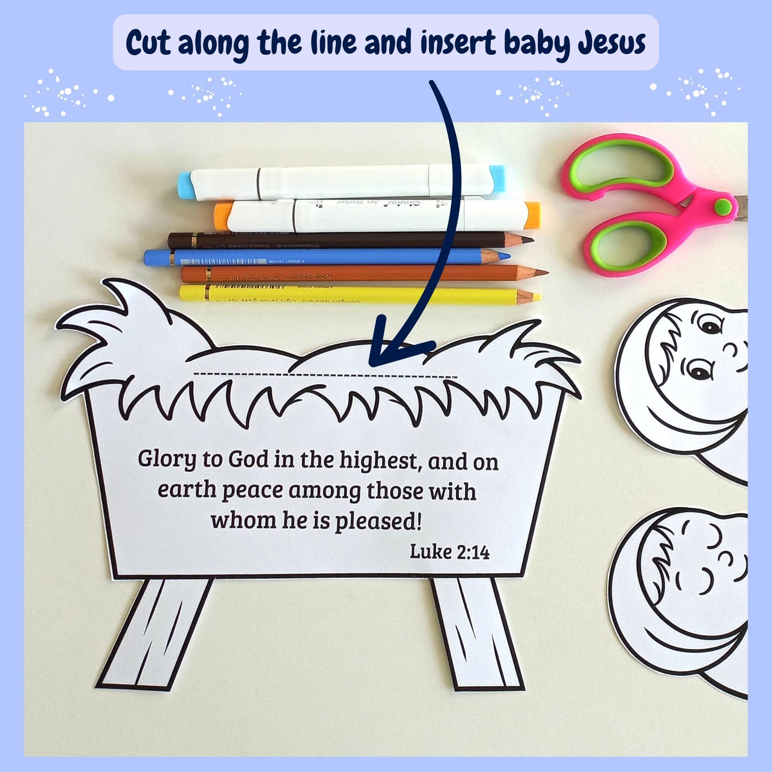 Nativity Craft Printable, Baby Jesus in the Manger Craft, Christian ...