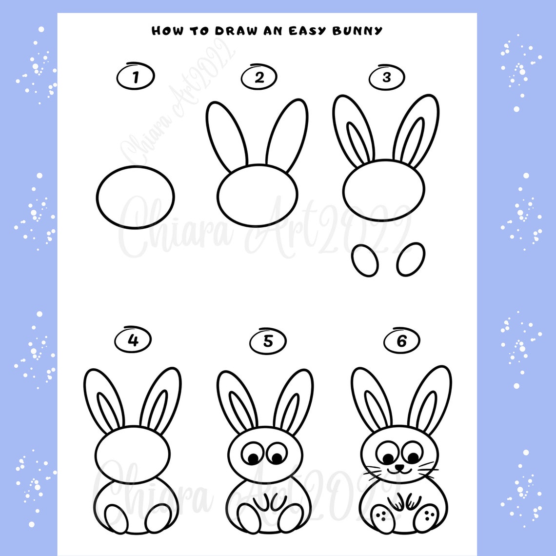 How to Draw a Bunny Easy for Kids, Drawing Easter Step by Step, How to ...