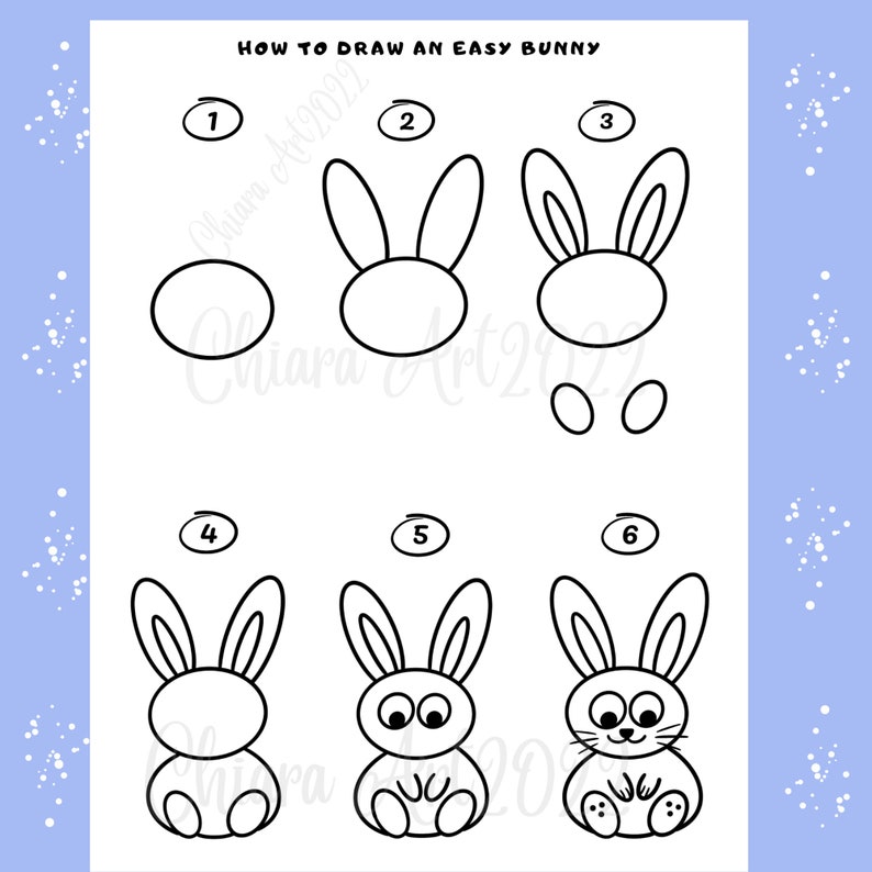 How to Draw a Bunny Easy for Kids, Drawing Easter Step by Step, How to ...