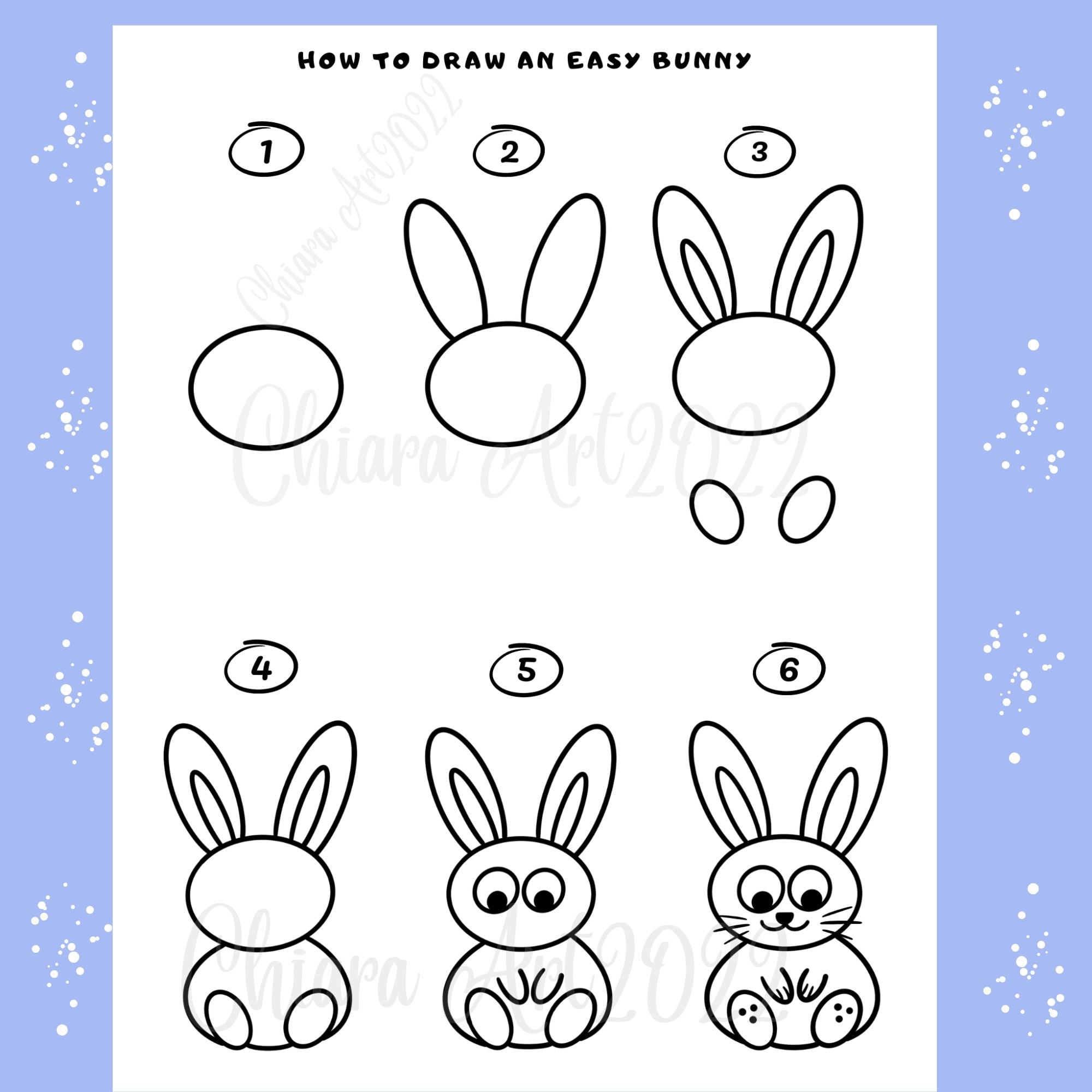 How To Draw A Cute Easter Bunny Stepbystep Tutorial Easy How To Draw