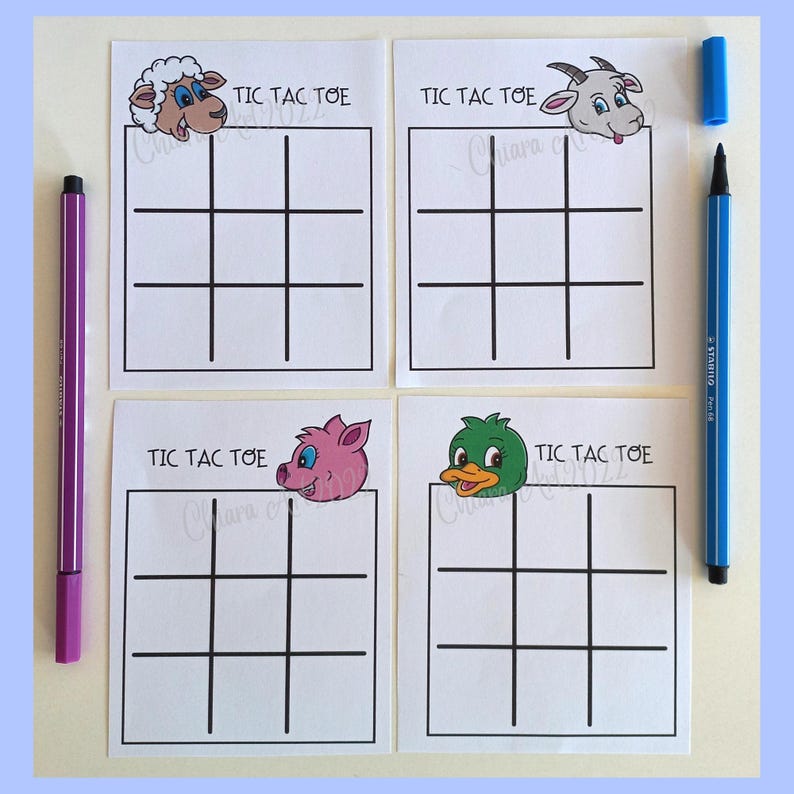 Tic Tac Toe Game Printable, Farm Animal Tic Tac Toe Preschool & Up ...