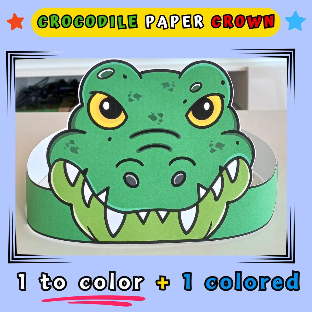 Crocodile Paper Crowns Printable, Alligator Headband, Crocodile Paper ...