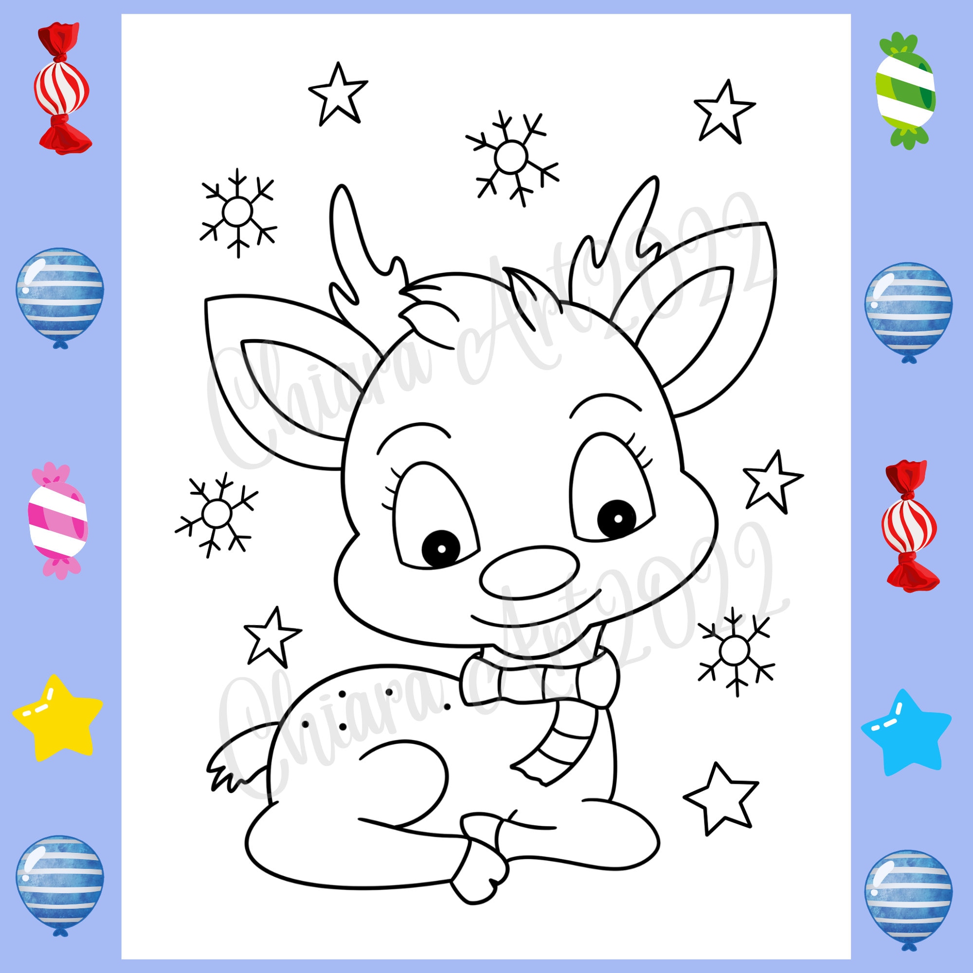 Christmas Reindeer Coloring Pages for Preschool and Up, Cute Reindeer ...