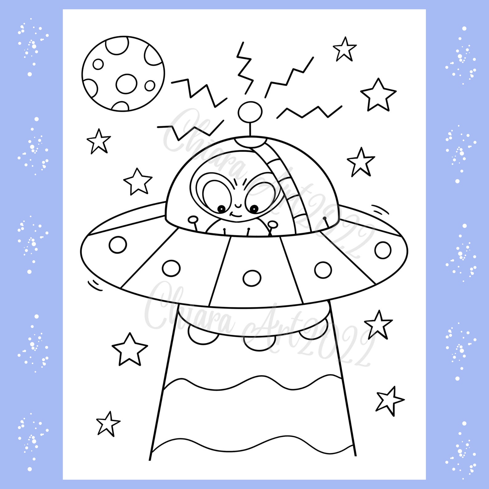 Alien Coloring Pages for Kids, Cute Alien Coloring Sheet Printable, UFO ...