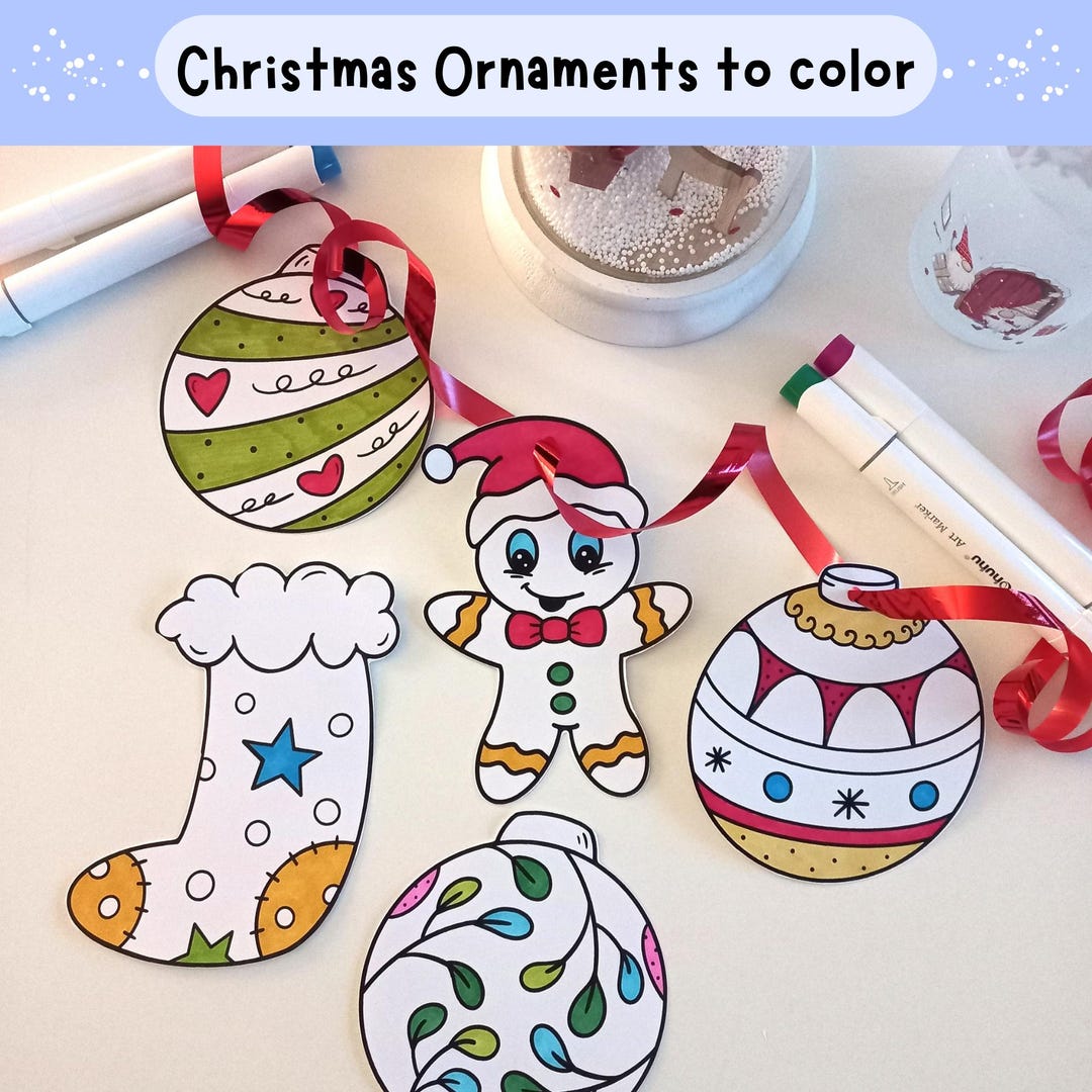 Christmas Bauble Coloring Pages for Kids Adults, Christmas Tree ...