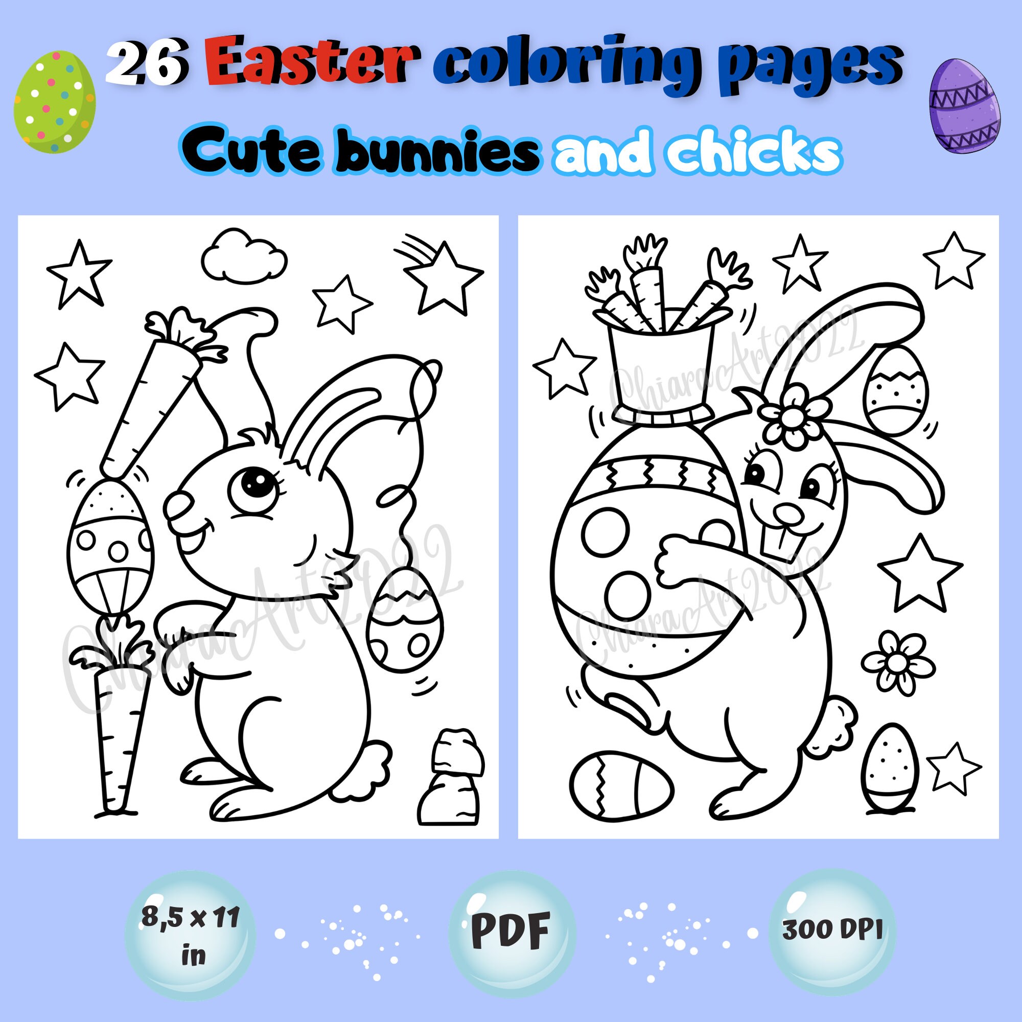 Easter Coloring Pages for Kids Printable, Fun Easter Bunny Coloring ...