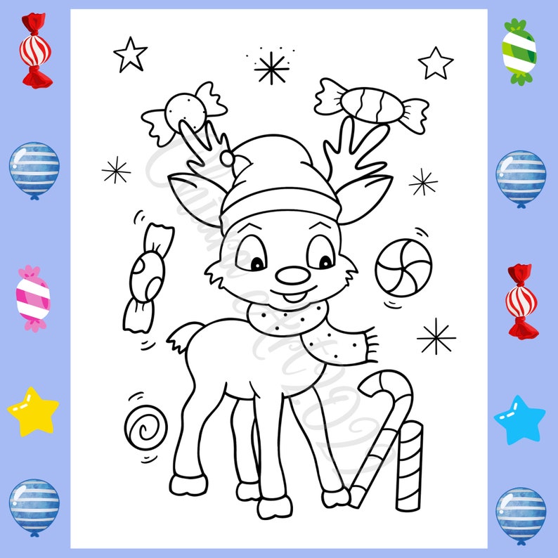 Christmas Reindeer Coloring Pages for Preschool and Up, Cute Reindeer ...