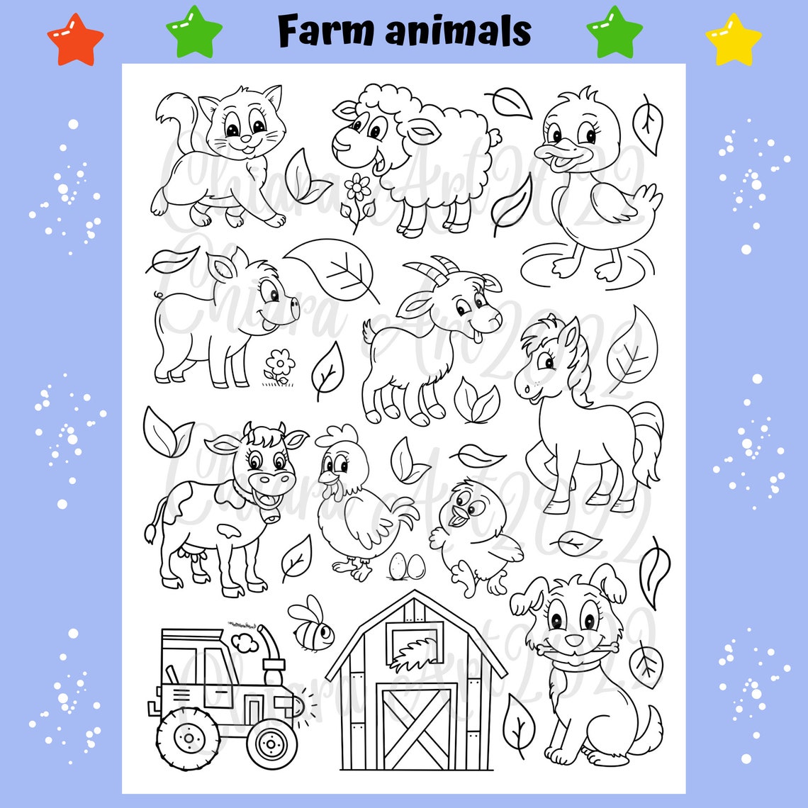 Animal Doodle Coloring Pages for Kids Cute Animal Coloring - Etsy
