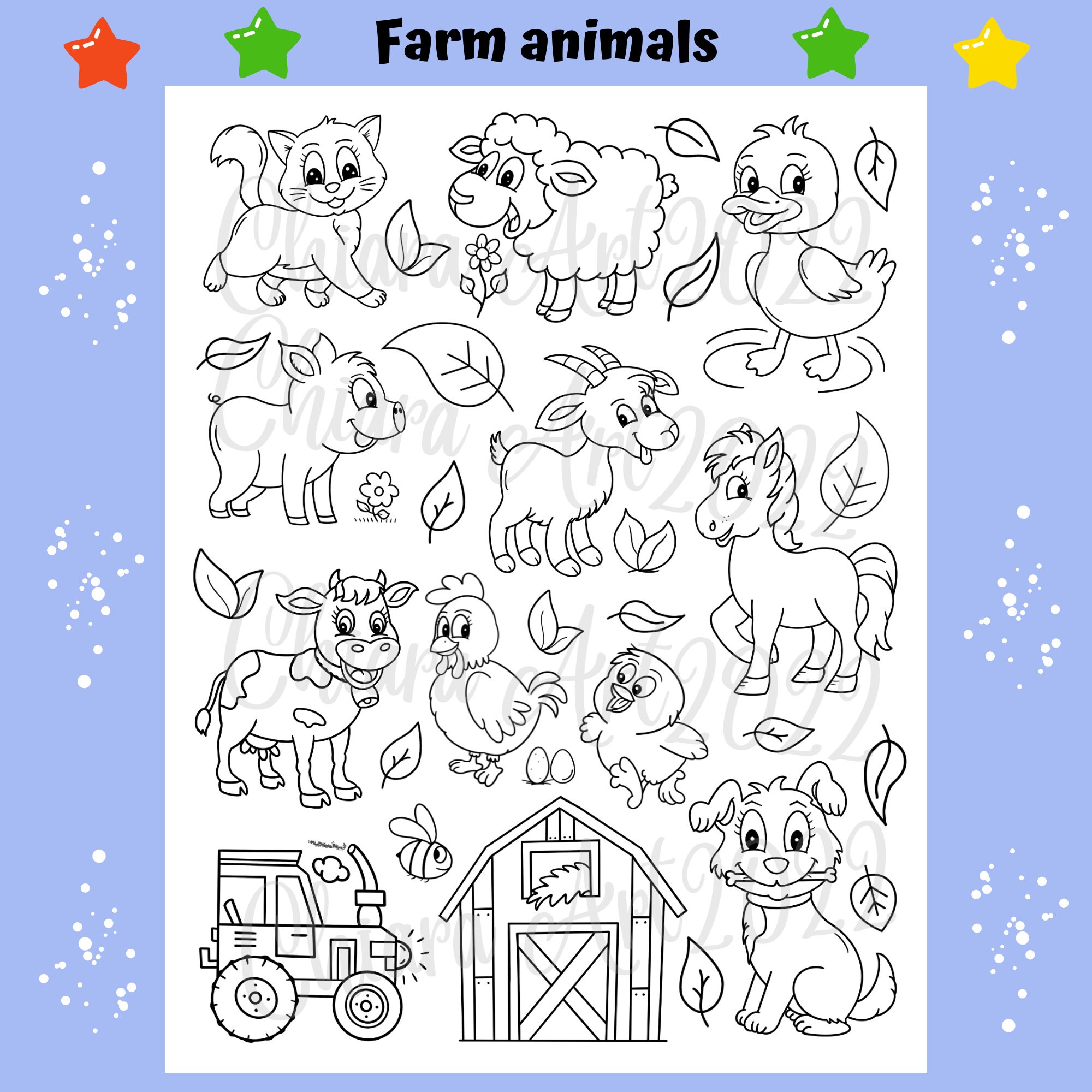 Animal Doodle Coloring Pages for Kids Cute Animal Coloring - Etsy