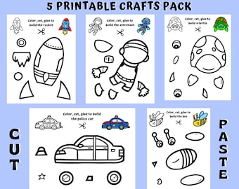 Build a Rocket Digital Printable Coloring Activity Cut and Paste ...
