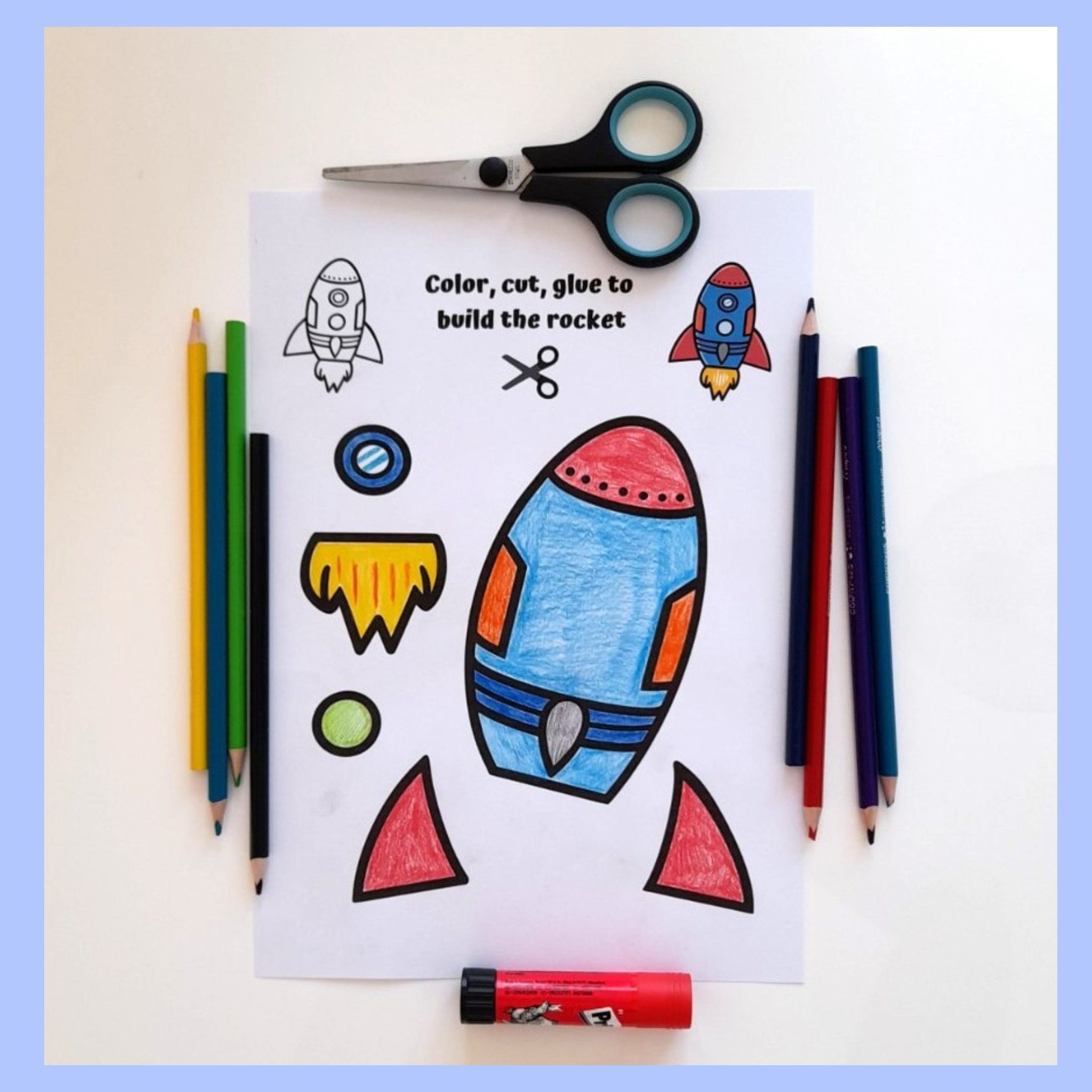 Rocket Printable Craft, Space Themed Activity, Printable Space Craft ...