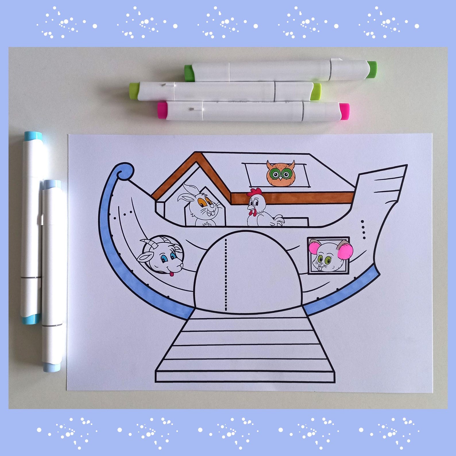 Noah's Ark Craft Printable, Noah's Ark and Animals Coloring, Sunday ...