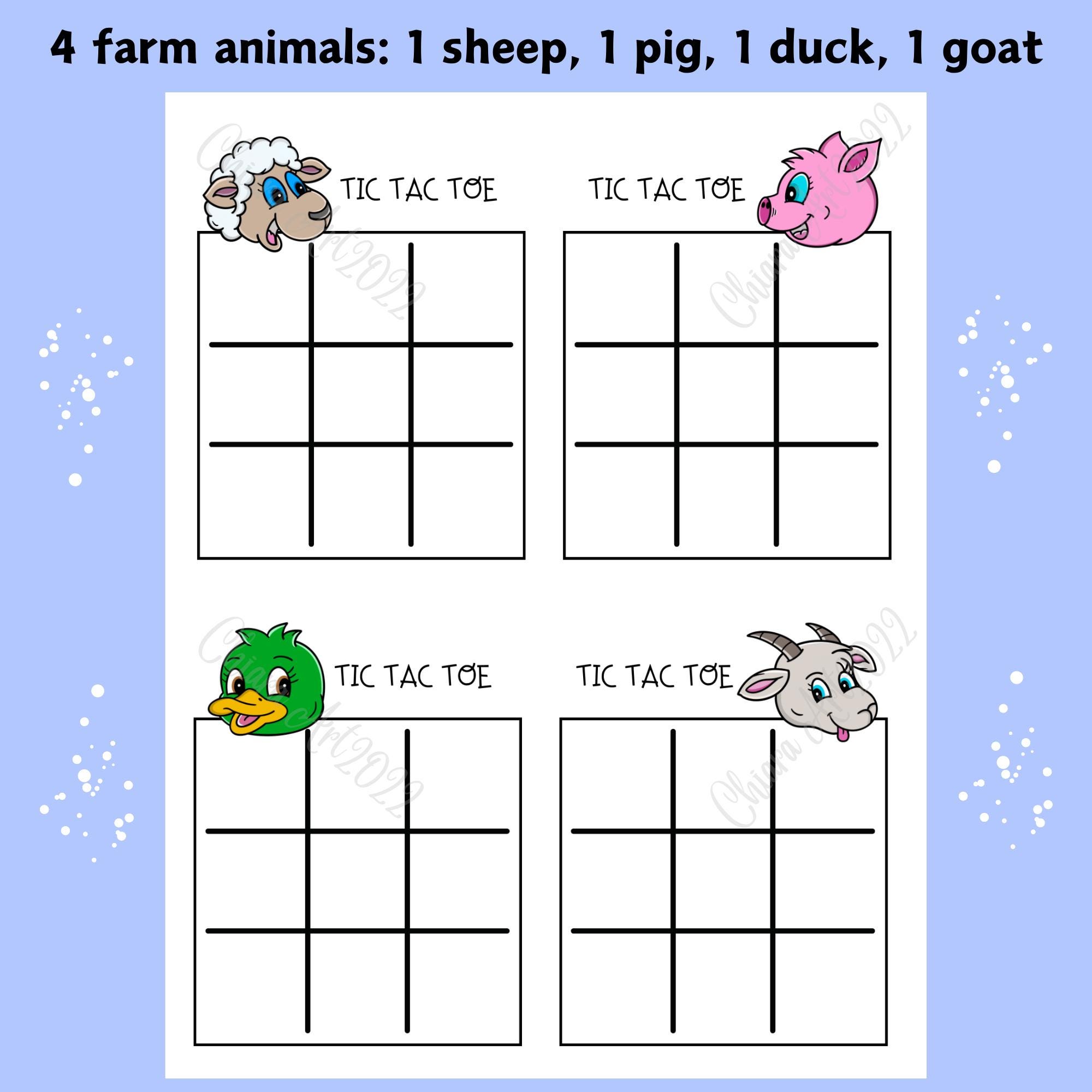 Tic Tac Toe Game Printable, Farm Animal Tic Tac Toe Preschool & Up ...