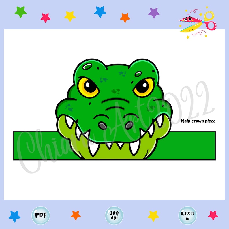 Crocodile Paper Crowns Printable, Alligator Headband, Crocodile Paper ...