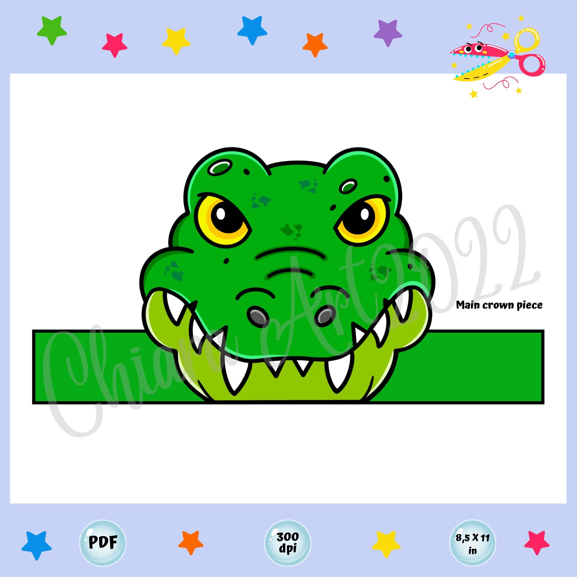 Crocodile Paper Crowns Printable, Alligator Headband, Crocodile Paper ...