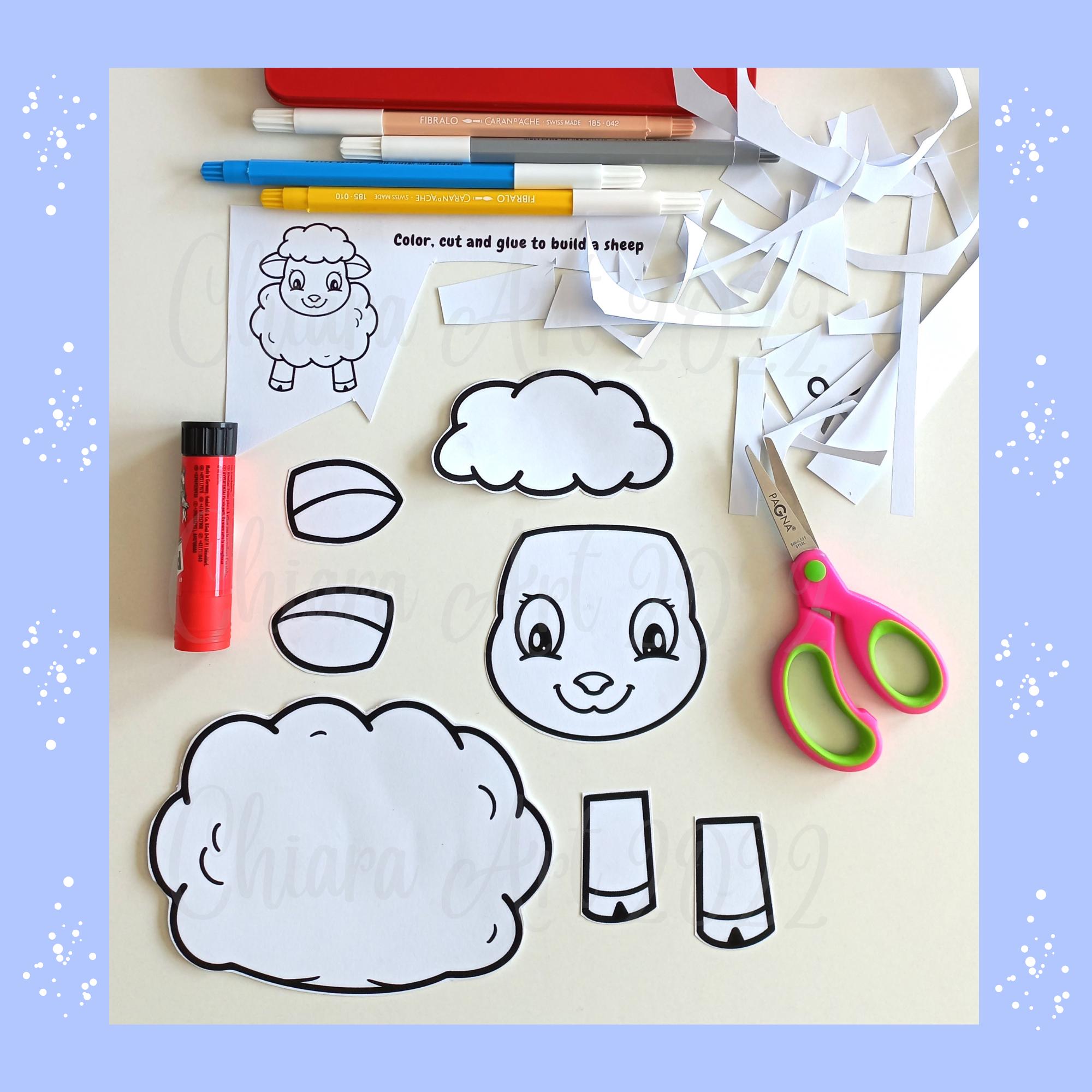 Sheep Cut and Paste Printable, Build a Sheep Coloring Preschool, Easter ...