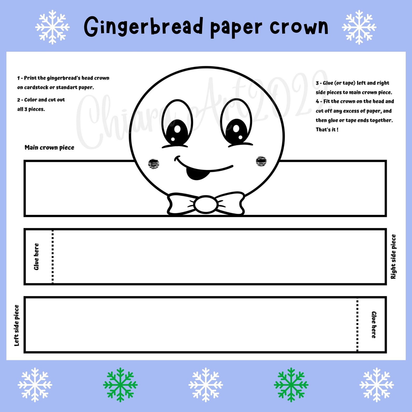 Christmas Paper Crowns Printable, Snowman Paper Headband, Gingerbread ...
