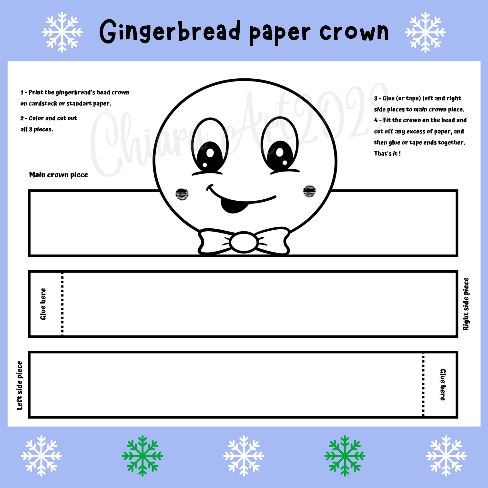 Christmas Paper Crowns Printable, Snowman Paper Headband, Gingerbread ...