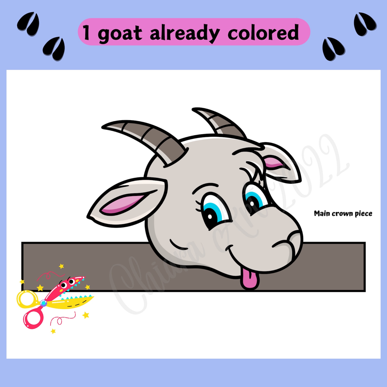 Goat Paper Crown for Kids Printable, Goat Party Hat for Preschool and ...