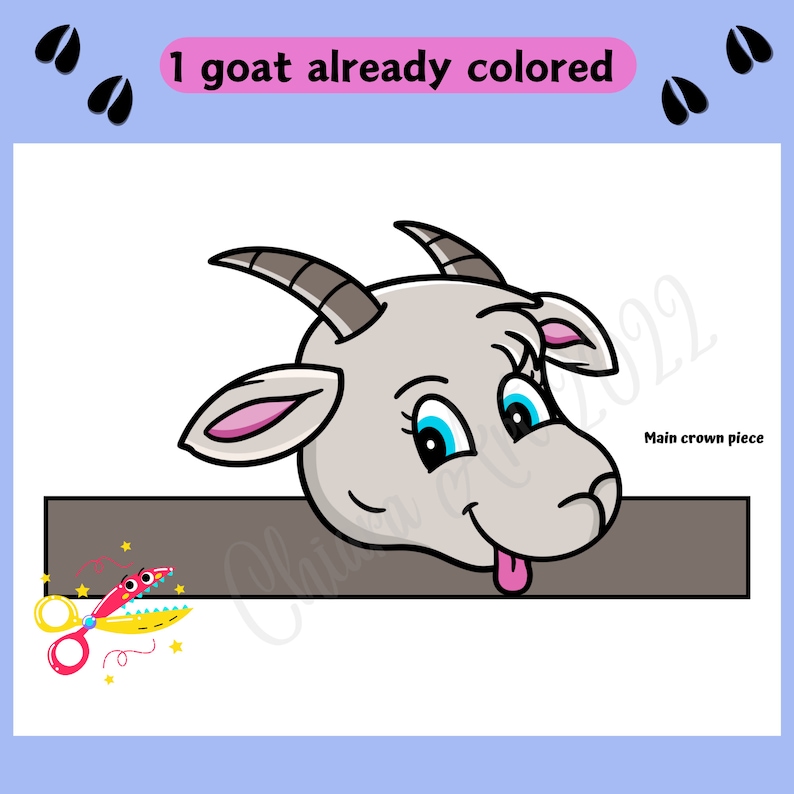 Goat Paper Crown for Kids Printable, Goat Party Hat for Preschool and ...