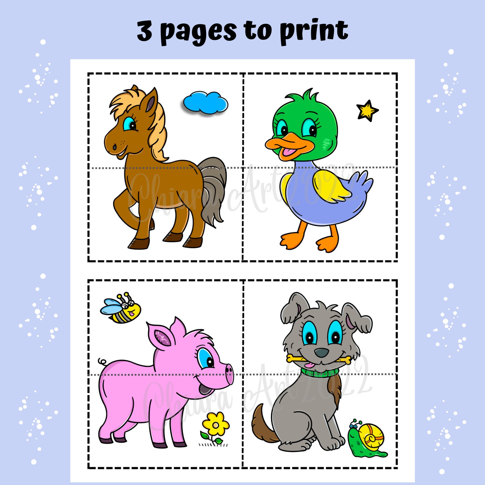 Farm Animal Matching Game Preschool, Farm Activity for Kindergarten ...