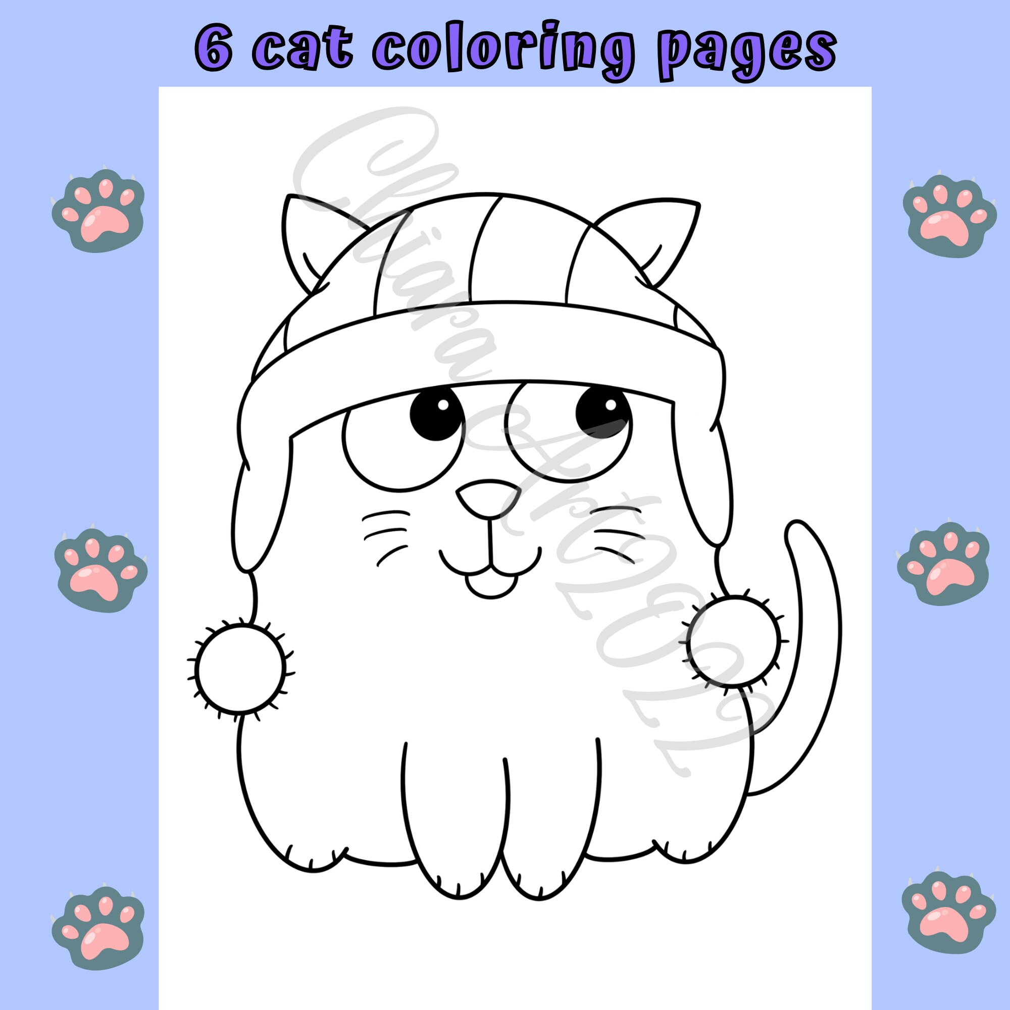 Cat Coloring Pages for Toddlers, Cute Cat Coloring Pages for Preschool ...