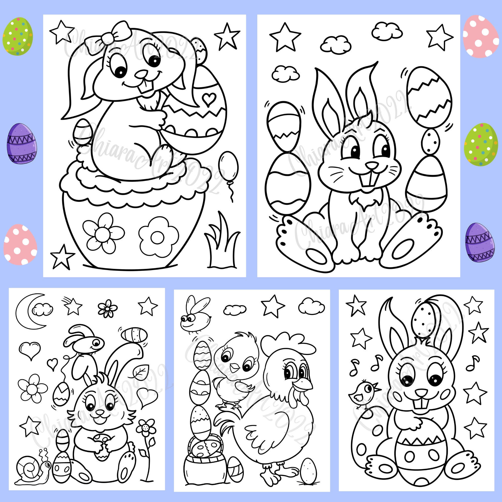 Easter Coloring Pages for Kids Printable, Fun Easter Bunny Coloring ...