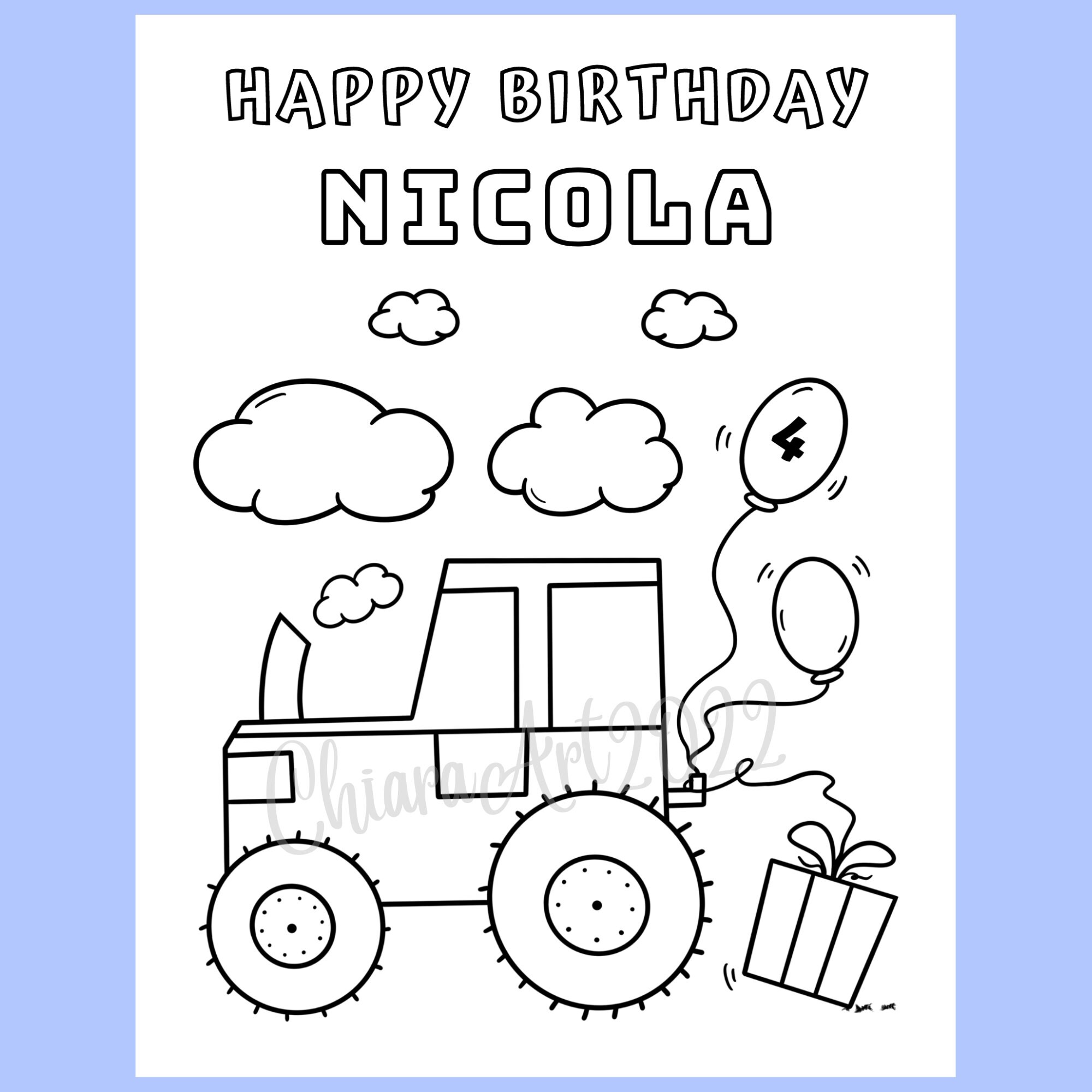Vehicle Themed Birthday Coloring Pages for Kids - Etsy