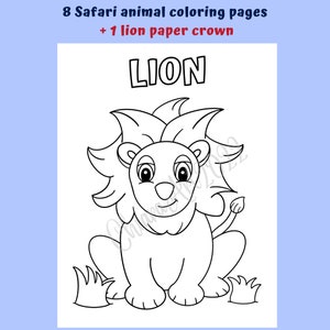 Safari Animal Coloring Pages for Kids Printable, Jungle Theme Birthday ...