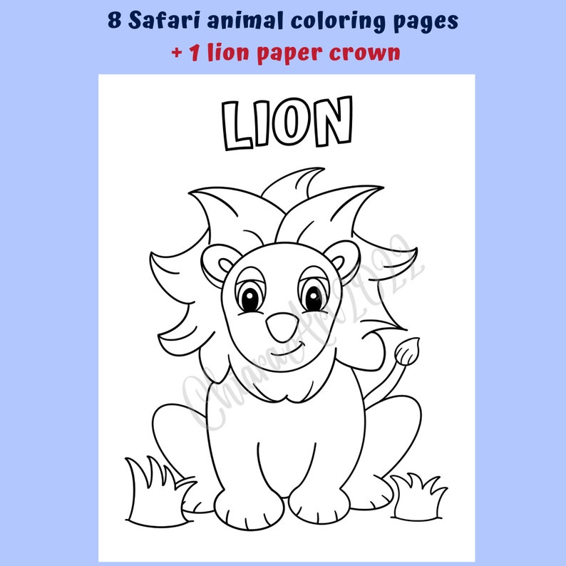 Safari Animal Coloring Pages for Kids Printable, Jungle Theme Birthday ...