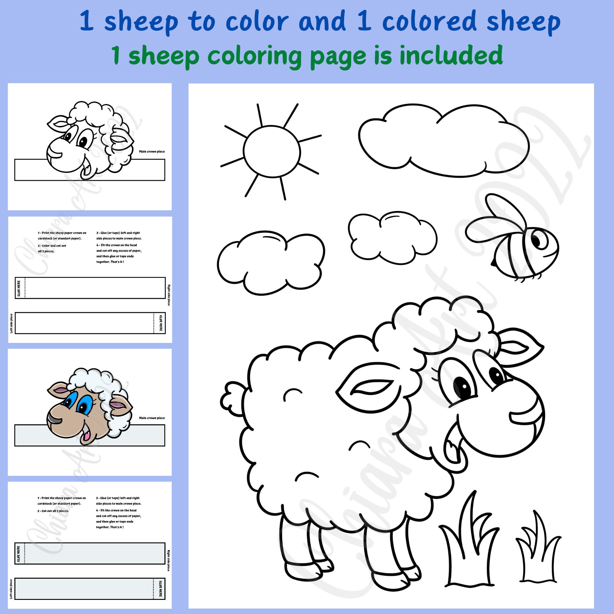 Sheep Paper Crown for Kids Printable, Sheep Party Hat Preschool & Up ...