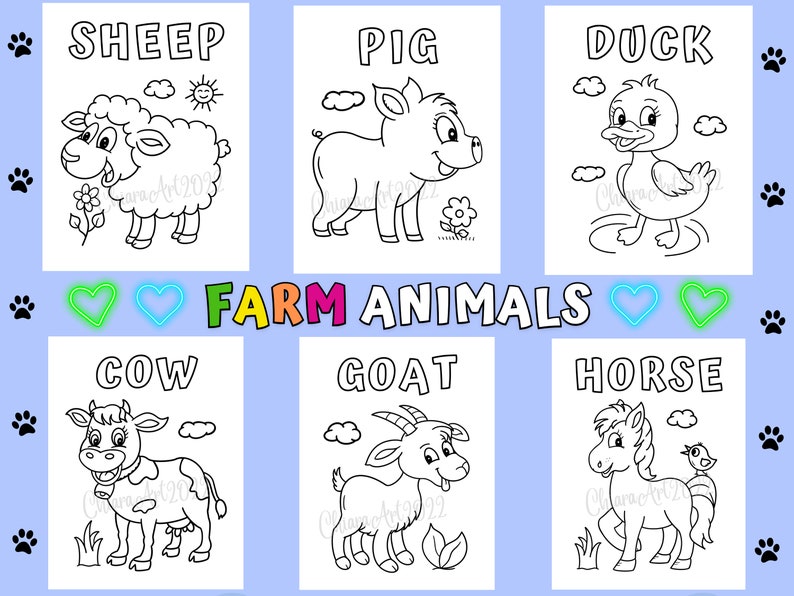 Farm Animal Coloring Pages Preschool and Up, Cute Farm Animal Coloring ...