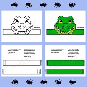 Crocodile Paper Crowns Printable, Alligator Headband, Crocodile Paper ...