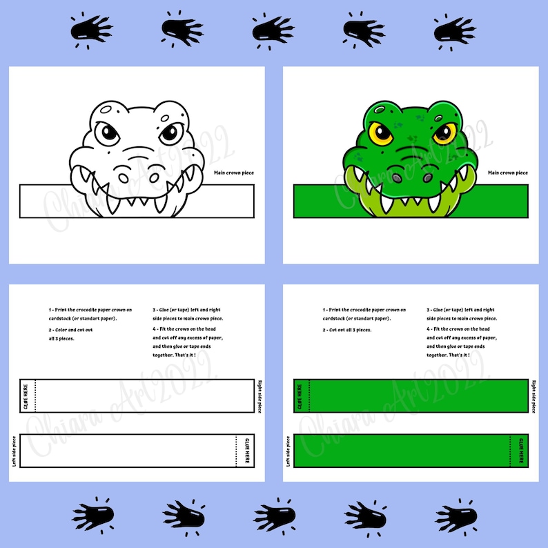 Crocodile Paper Crowns Printable, Alligator Headband, Crocodile Paper ...