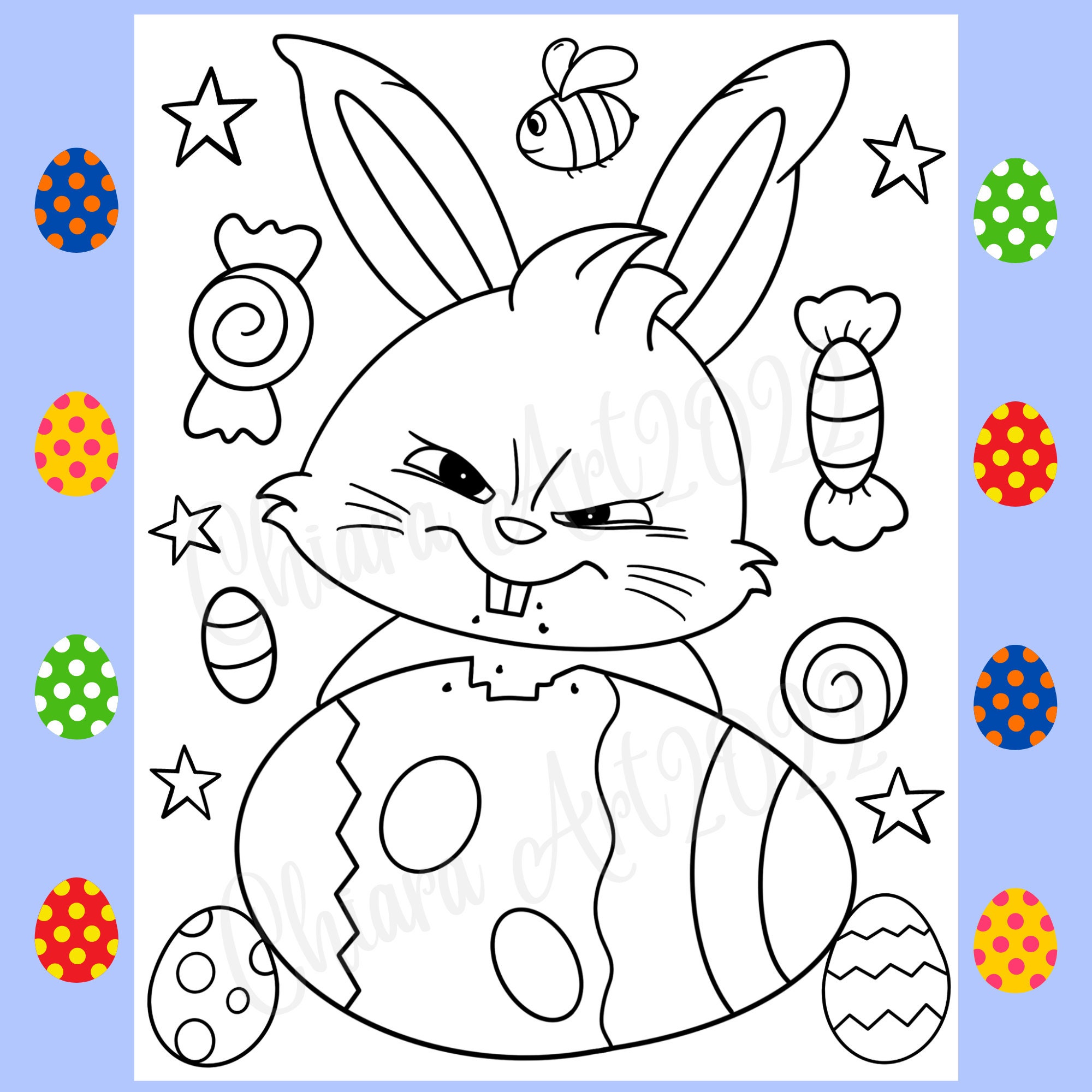 Easter Bunny Coloring Pages Preschool and Up, Funny Bunny Easter Eggs ...