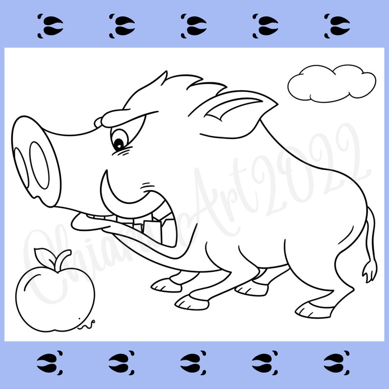Wild Boar Coloring Pages for Preschool and Up, Wild Boar Easy Coloring ...