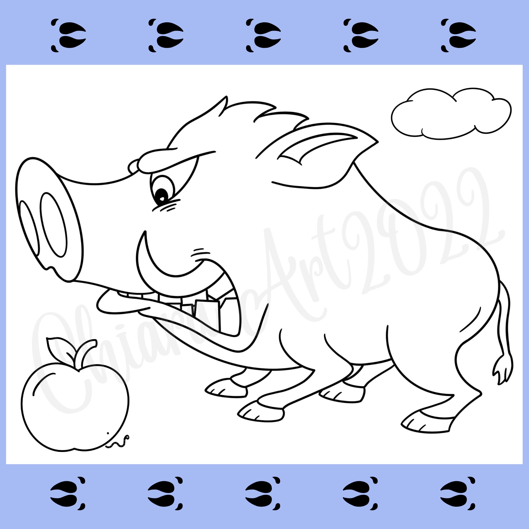 Wild Boar Coloring Pages for Preschool and Up, Wild Boar Easy Coloring ...