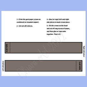 Goat Paper Crown for Kids Printable, Goat Party Hat for Preschool and ...