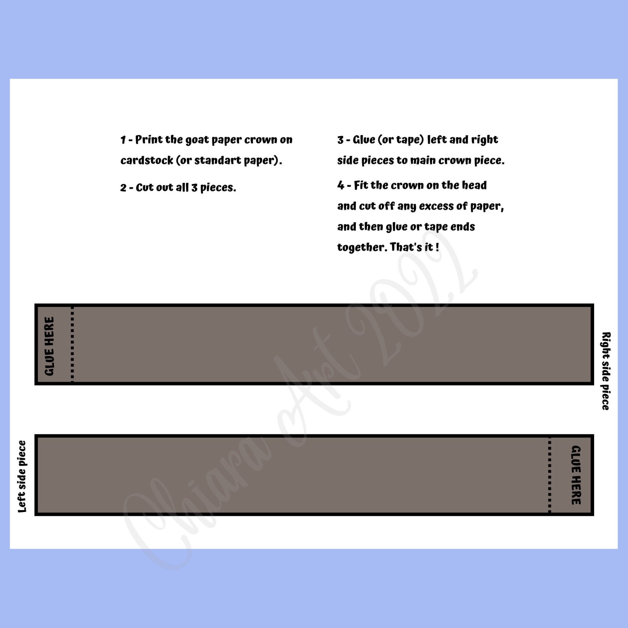 Goat Paper Crown for Kids Printable, Goat Party Hat for Preschool and ...