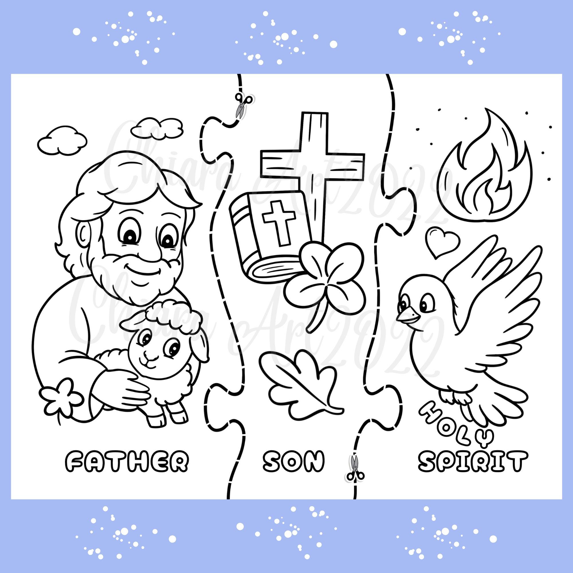 Trinity Sunday Puzzle Coloring Page, Bible Activity for Kids Printable ...