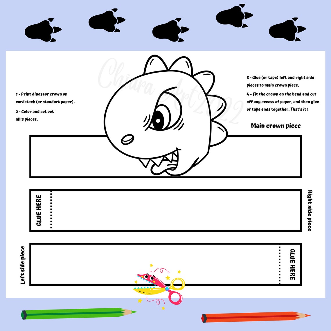 Dinosaur Paper Crown for Kids, Dinosaur Birthday Decor, Dinosaur Party ...