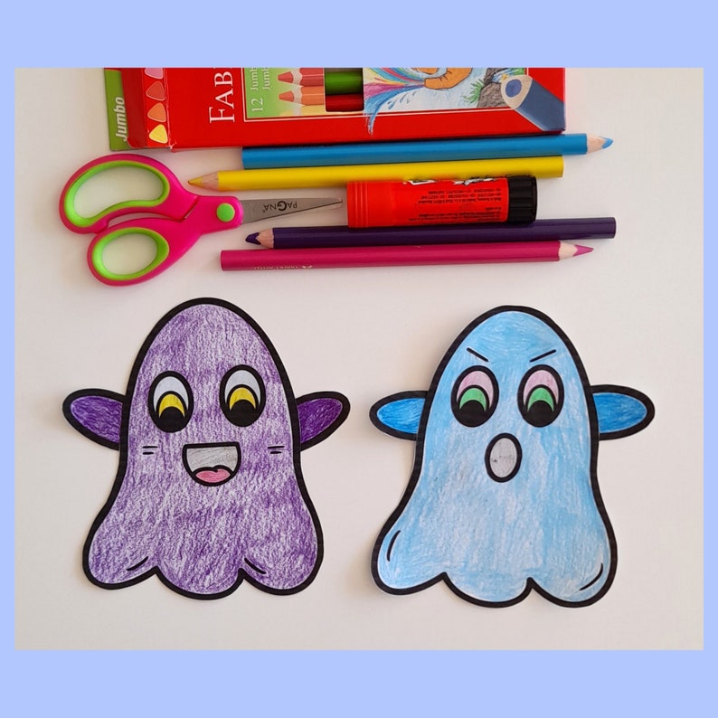 Build a Ghost for Preschool, 2 Easy Ghosts Cut, Halloween Cut and Paste ...