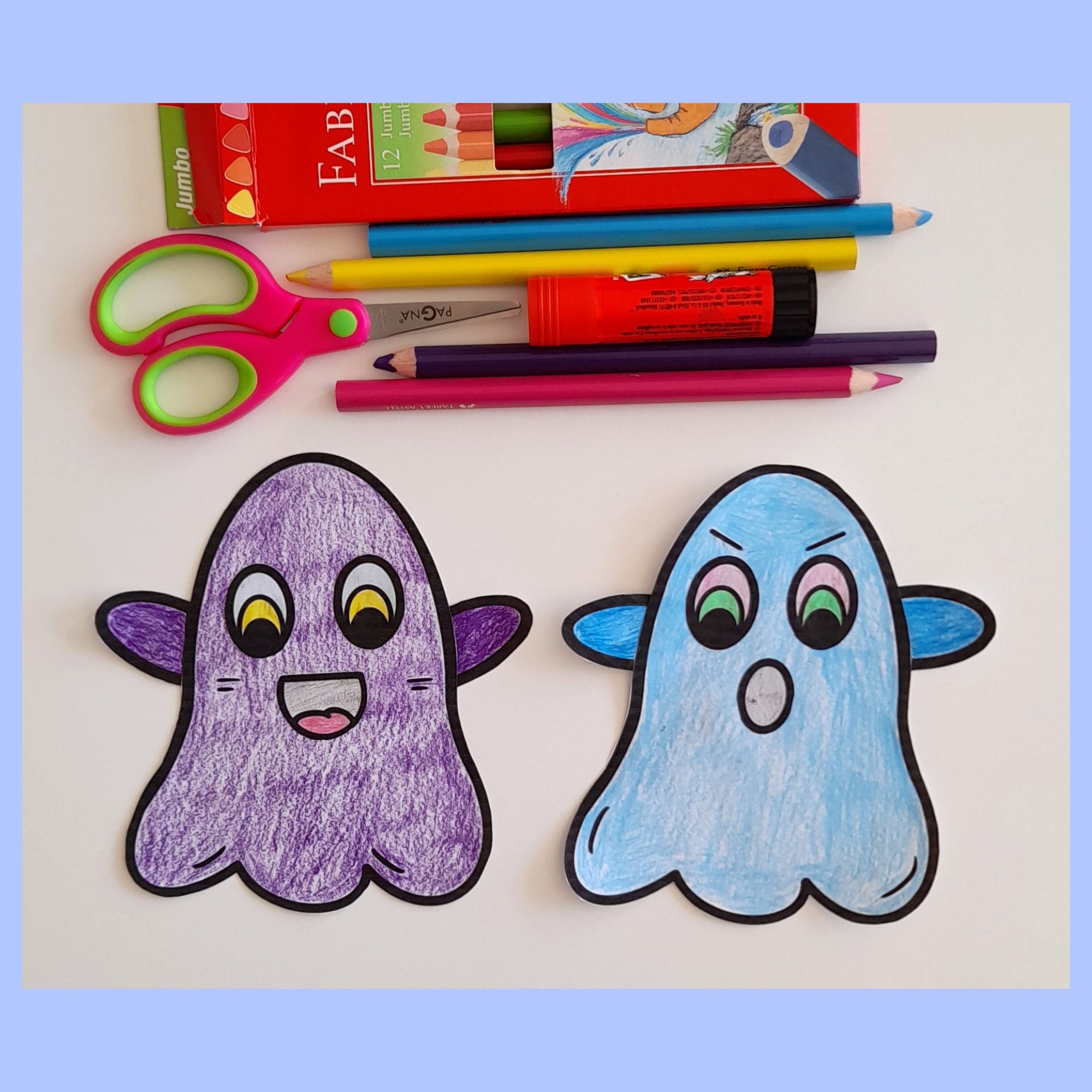 Build a Ghost for Preschool, 2 Easy Ghosts Cut, Halloween Cut and Paste ...