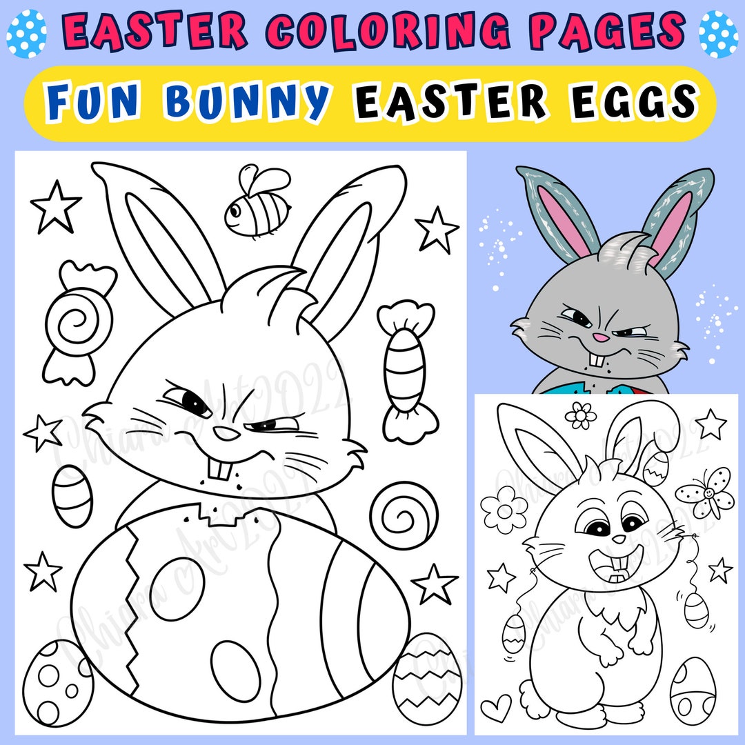Easter Bunny Coloring Pages Preschool and Up, Funny Bunny Easter Eggs ...