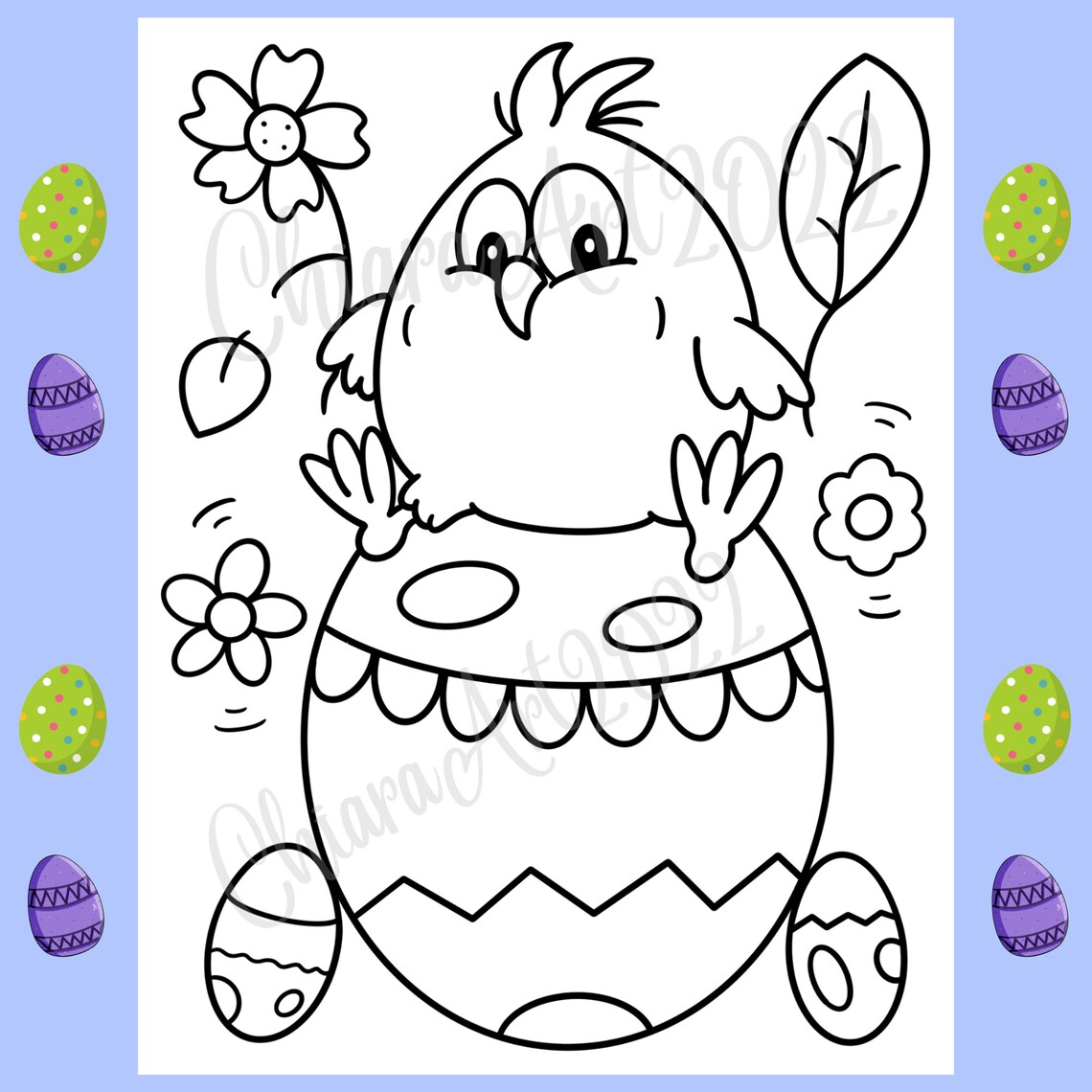 Easter Coloring Pages for Kids Printable, Easter Chick Coloring Page ...