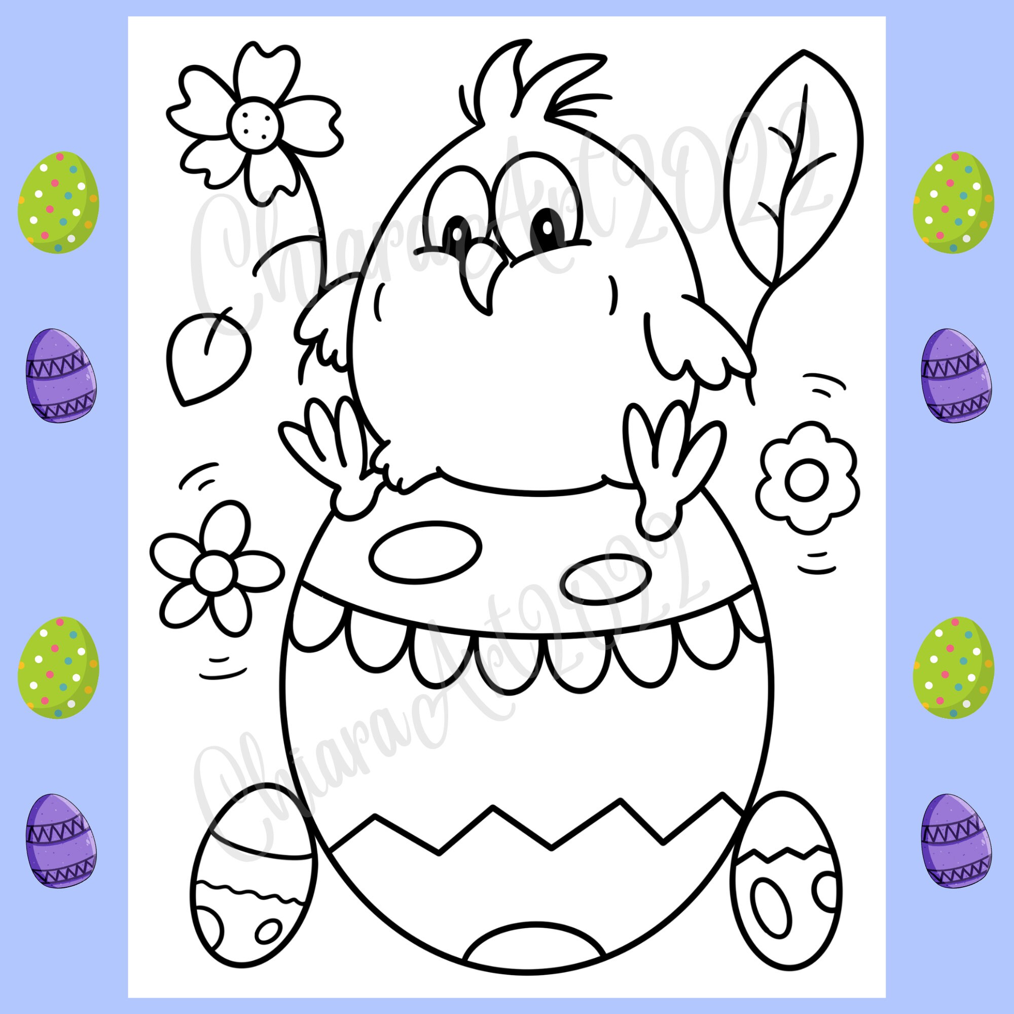 Easter Coloring Pages for Kids Printable, Easter Chick Coloring Page ...