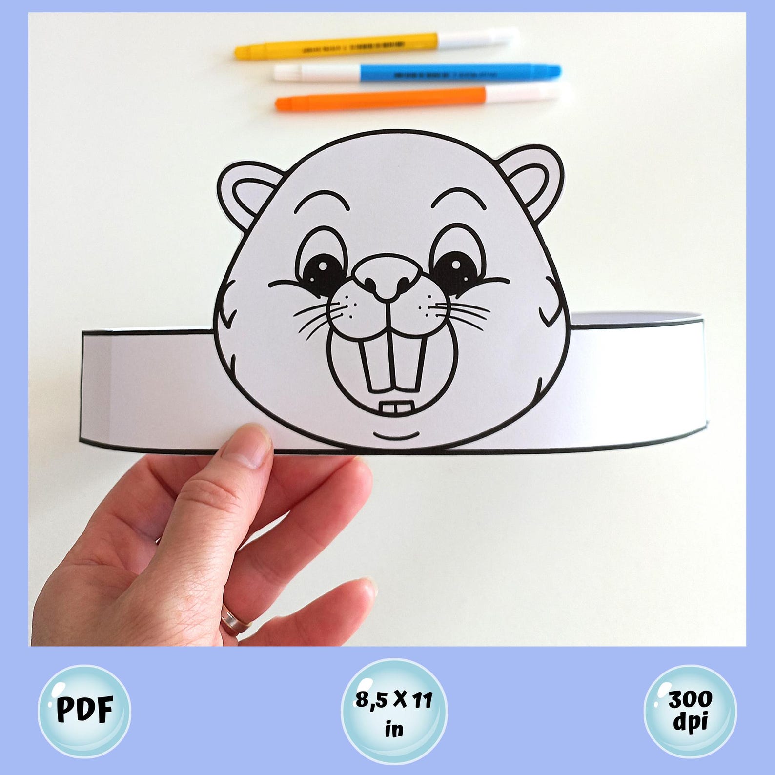 Groundhog Paper Crown Printable, Groundhog Day Hat Craft, Groundhog ...