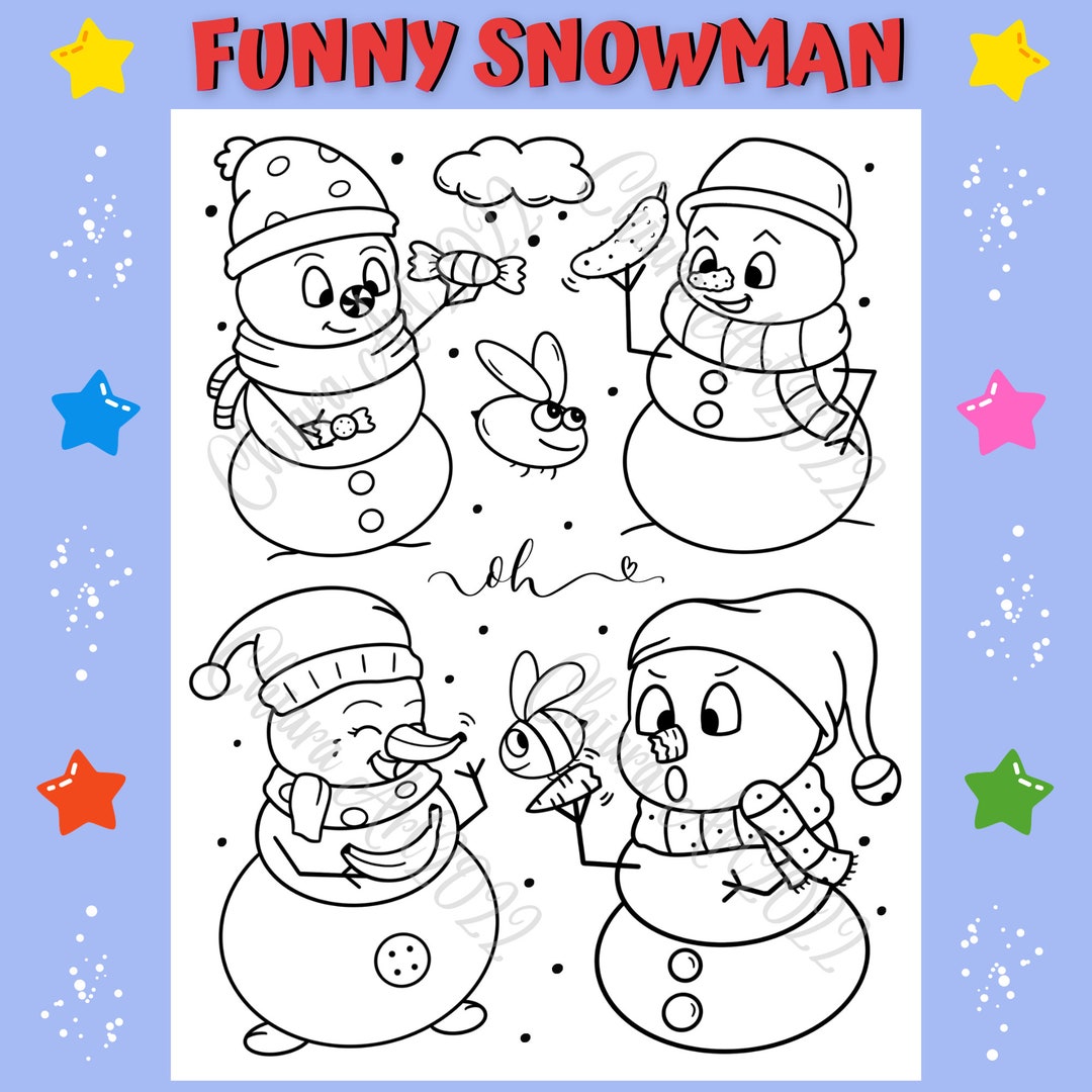 Snowman Coloring Page for Kids, Funny Snowman Coloring Page Printable ...