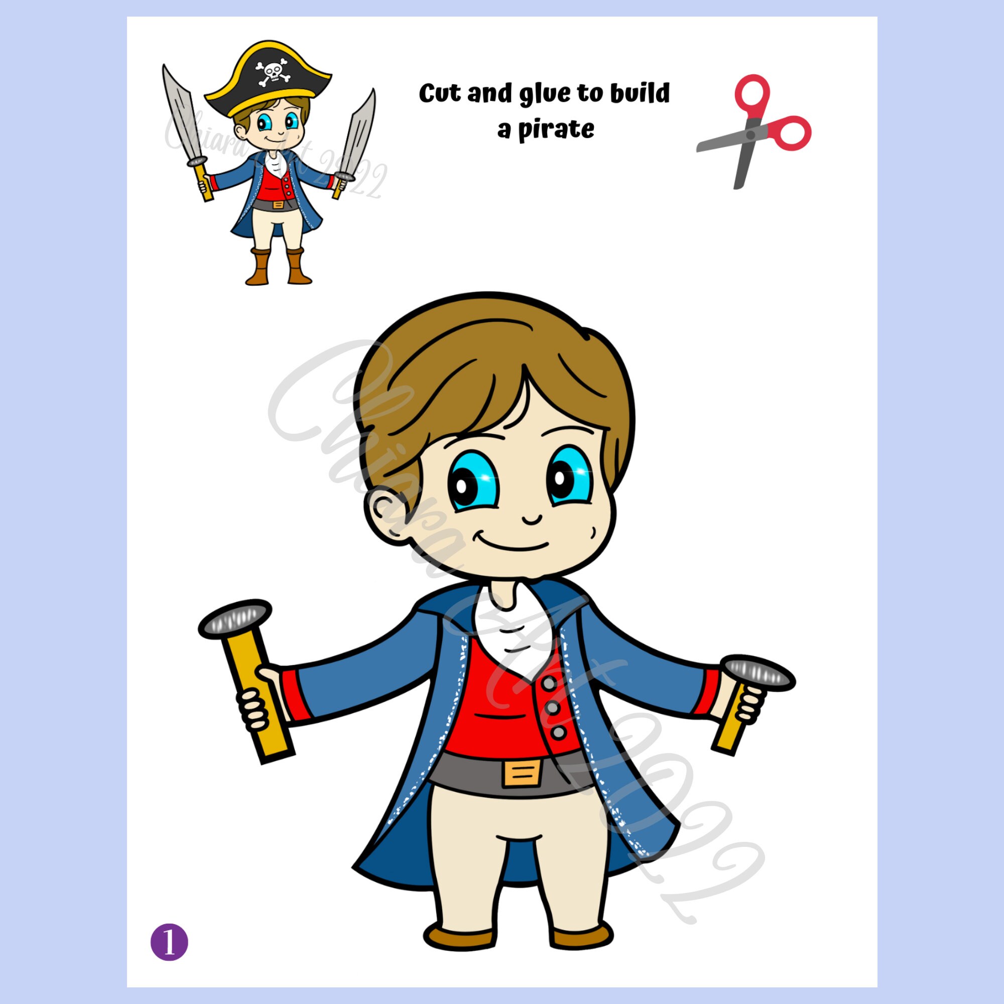Pirate Cut and Paste Printable Pirate Birthday Party Pirate - Etsy