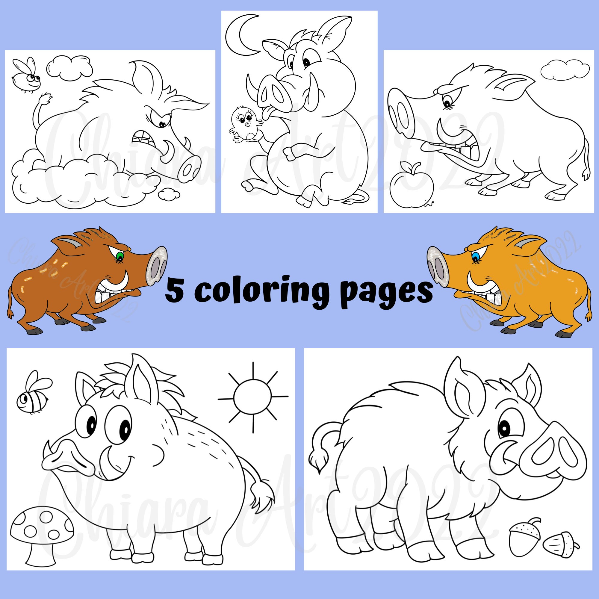 Wild Boar Coloring Pages for Preschool and Up, Wild Boar Easy Coloring ...